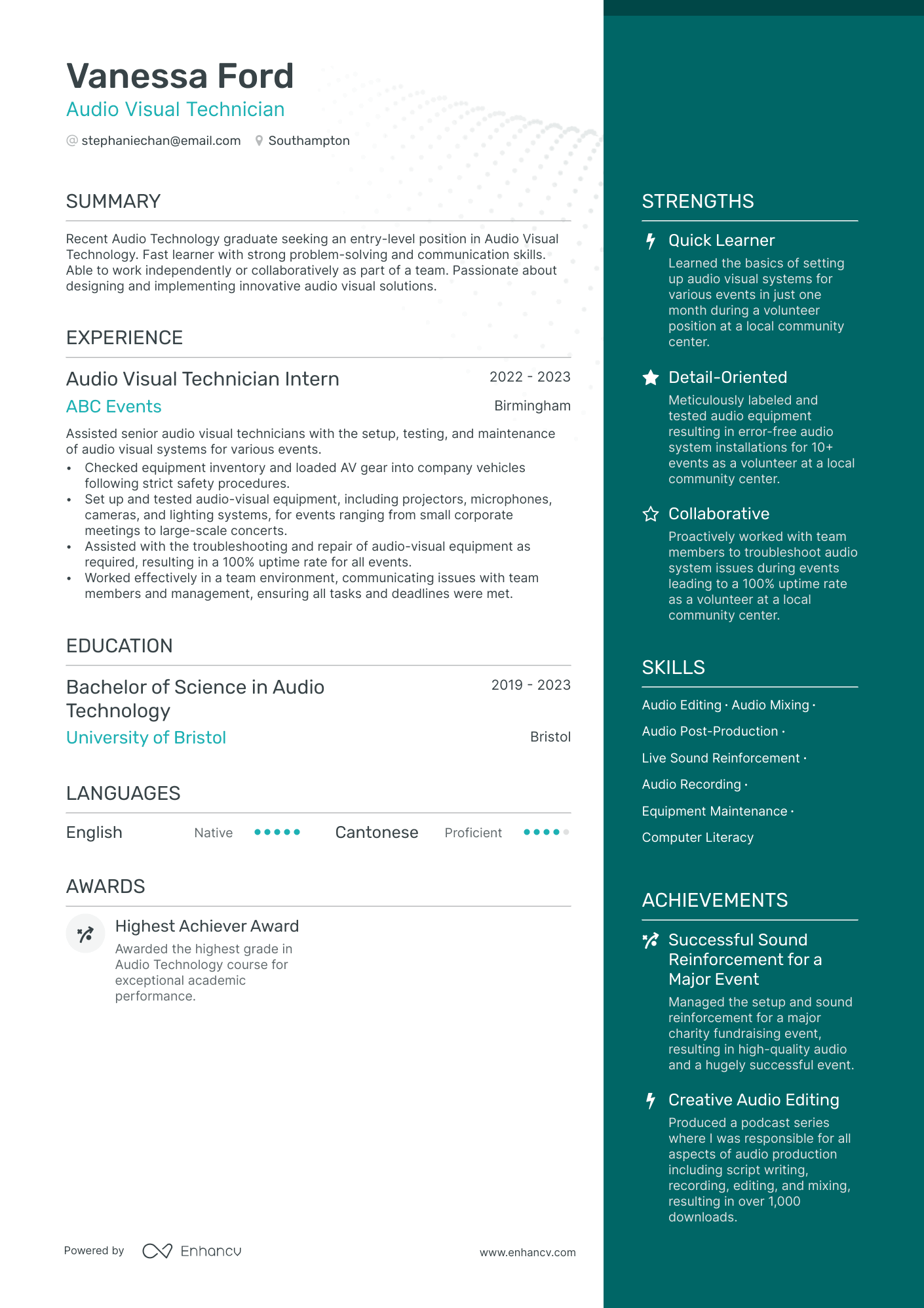 3 Audio Engineer CV Examples for 2024