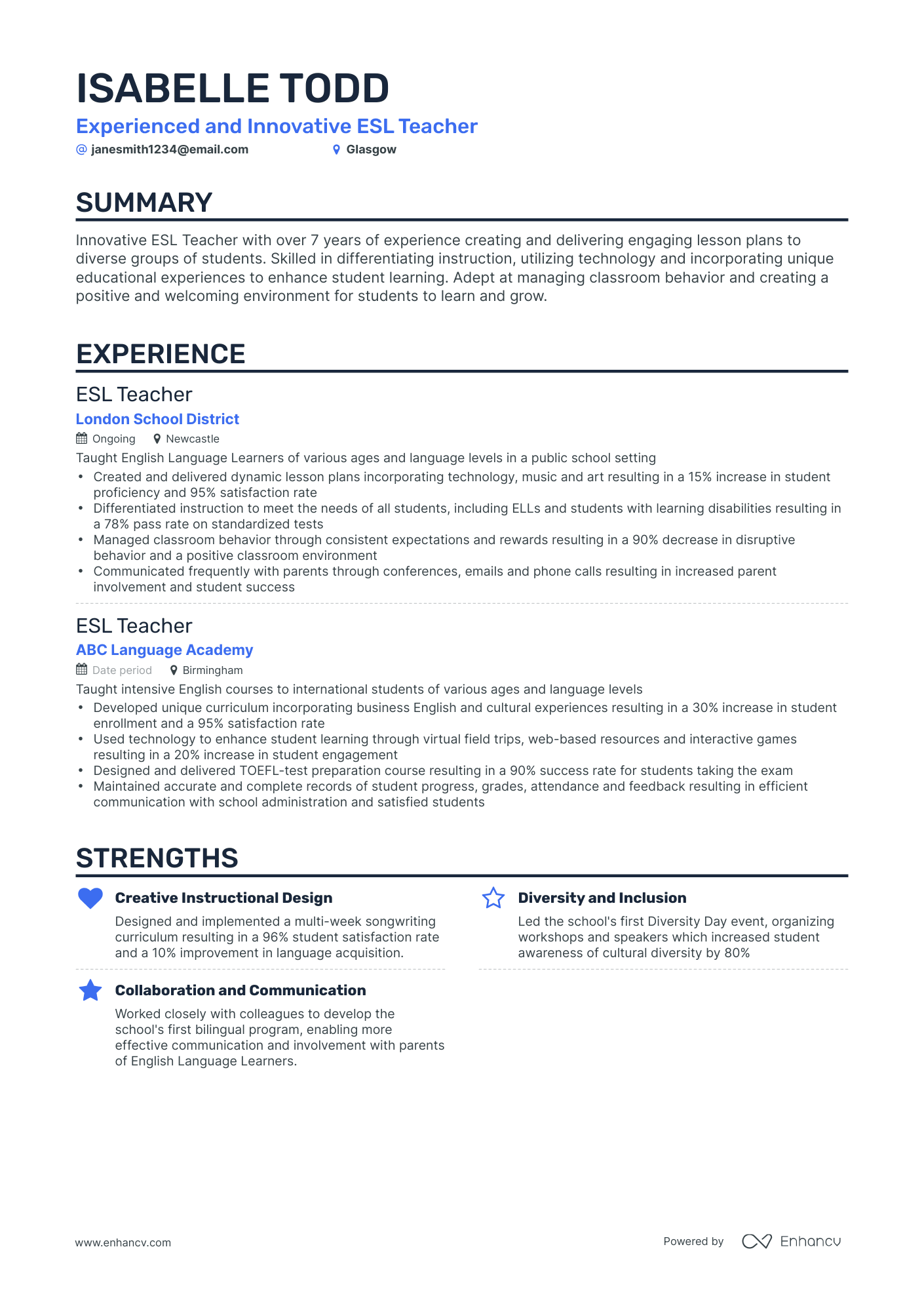 3 ESL Teacher CV Examples for 2023
