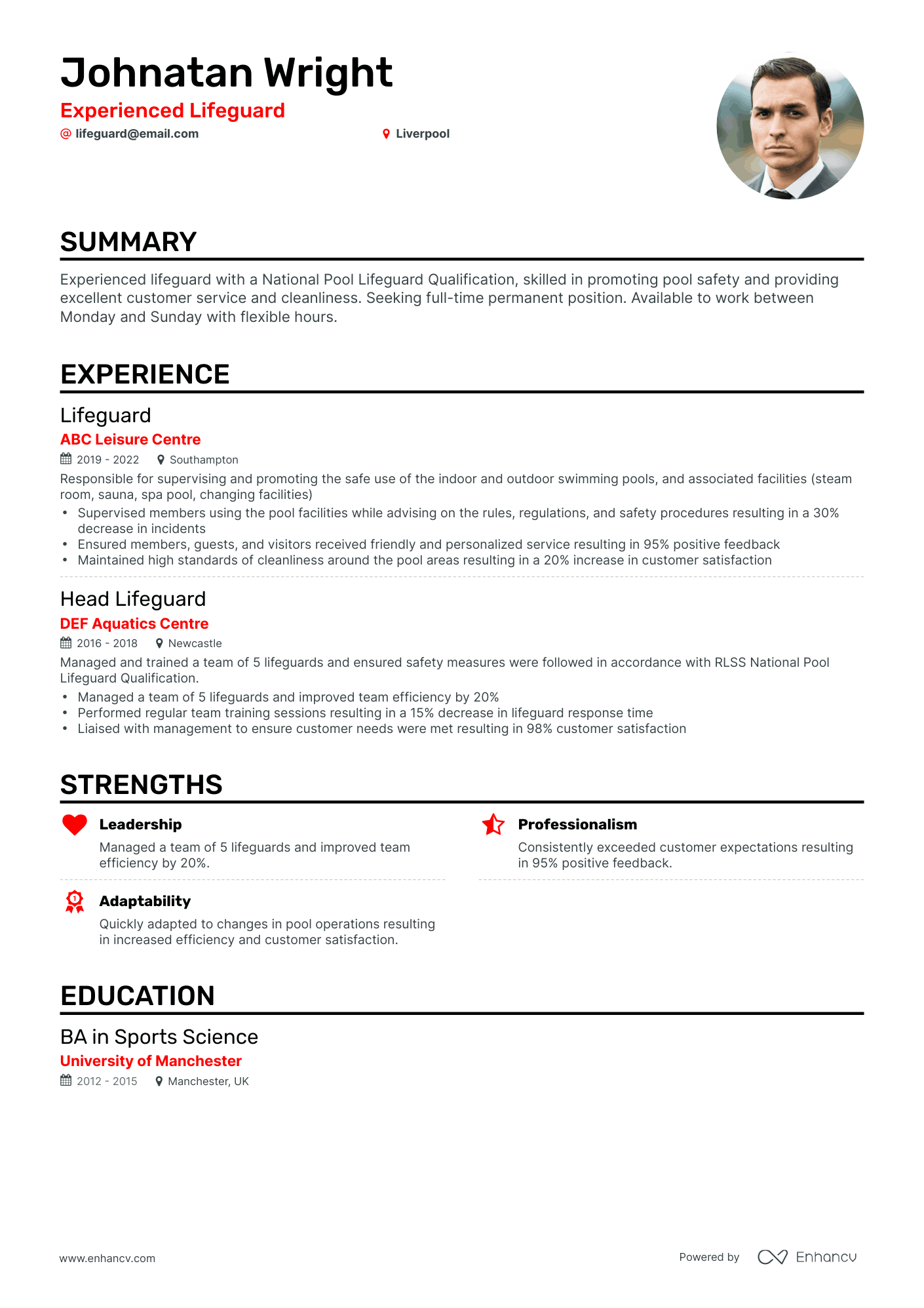 3 Lifeguard CV Examples for 2023