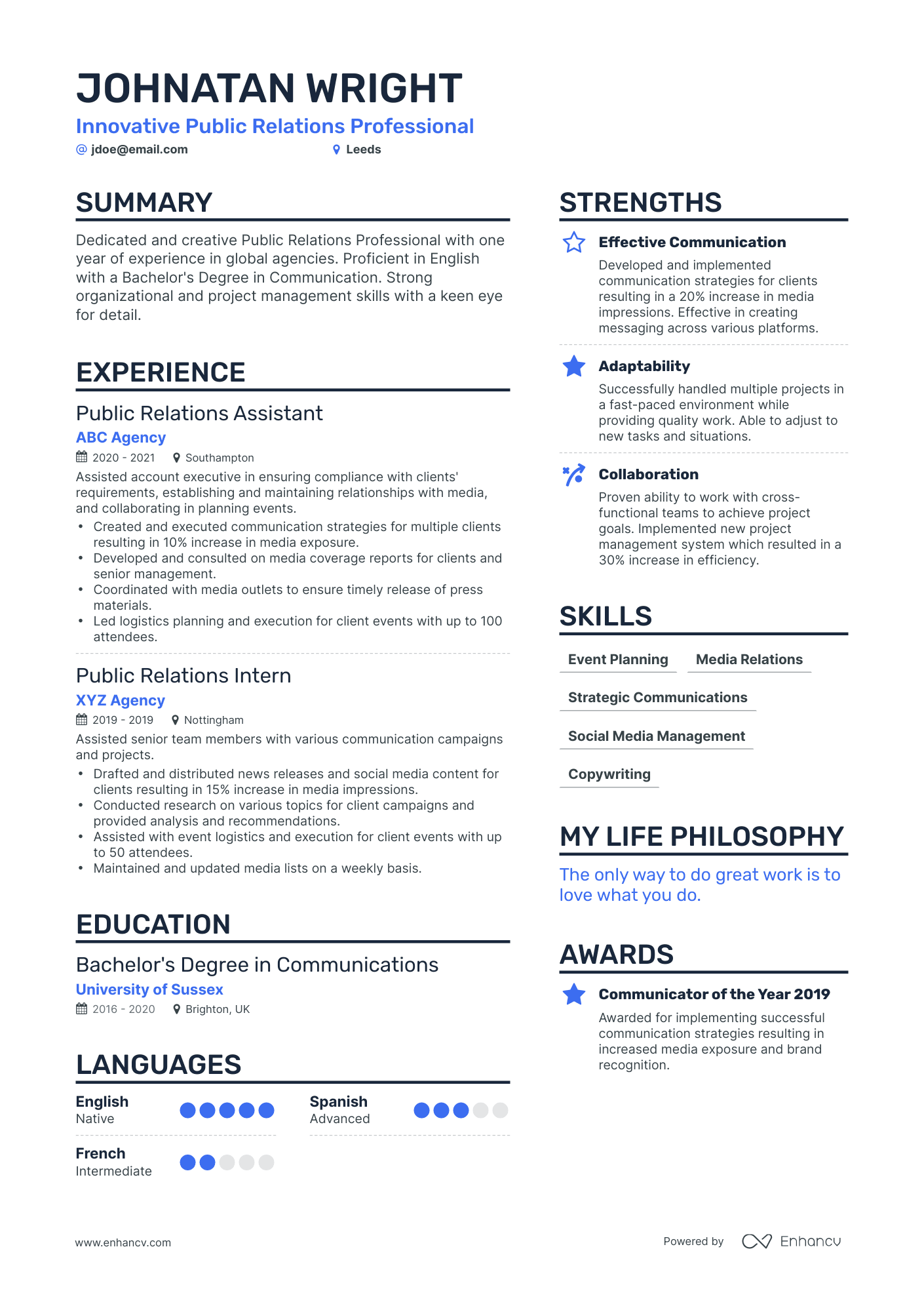3 Public Relations CV Examples for 2023