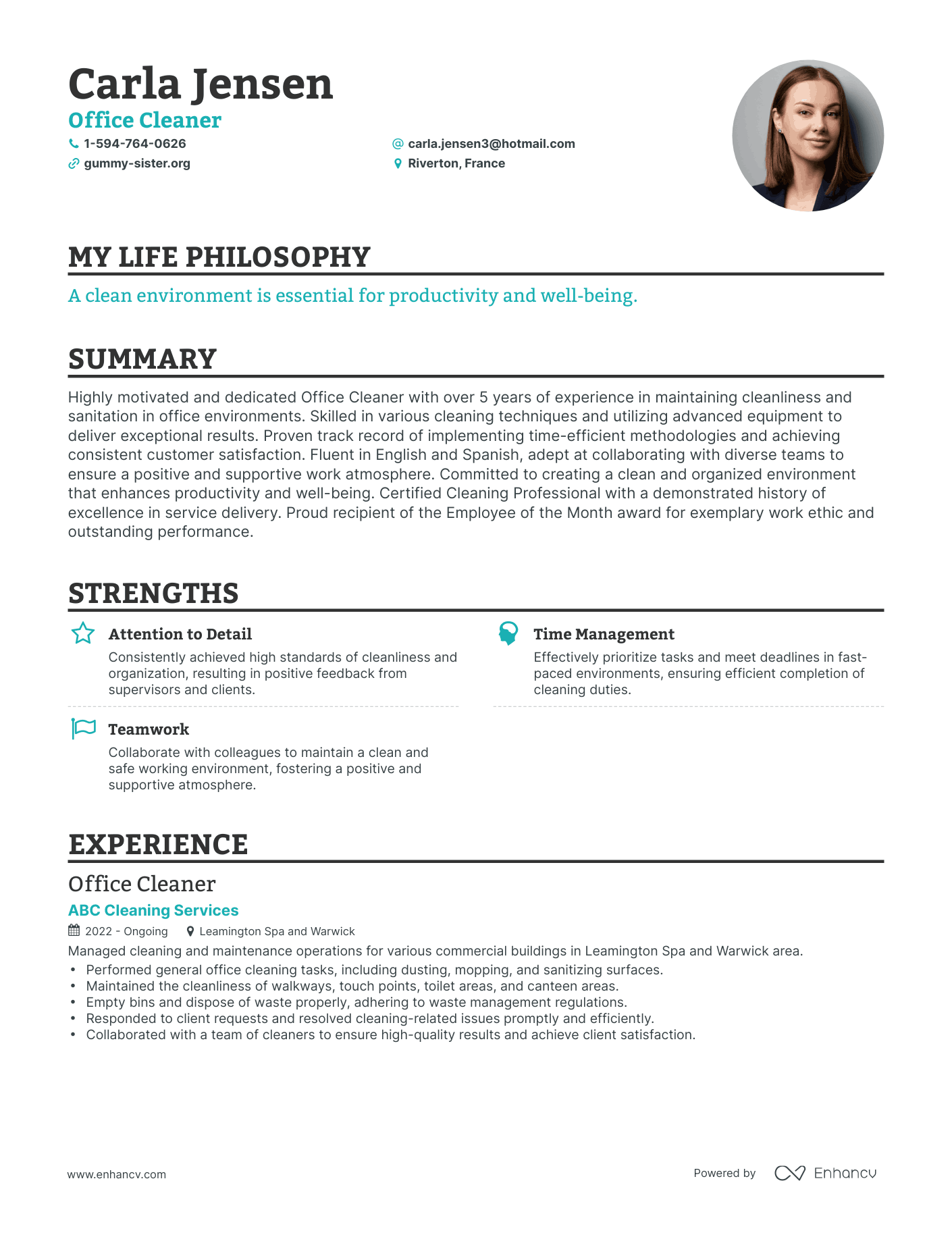 Cleaning Resume Sample Cleaner CV Examples Guide For 2025