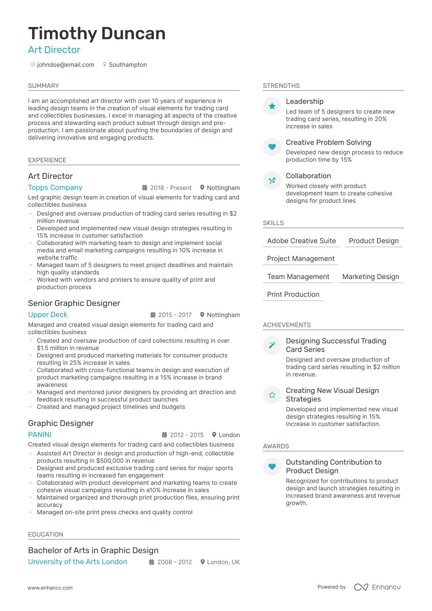 3 Art Director CV Examples for 2024