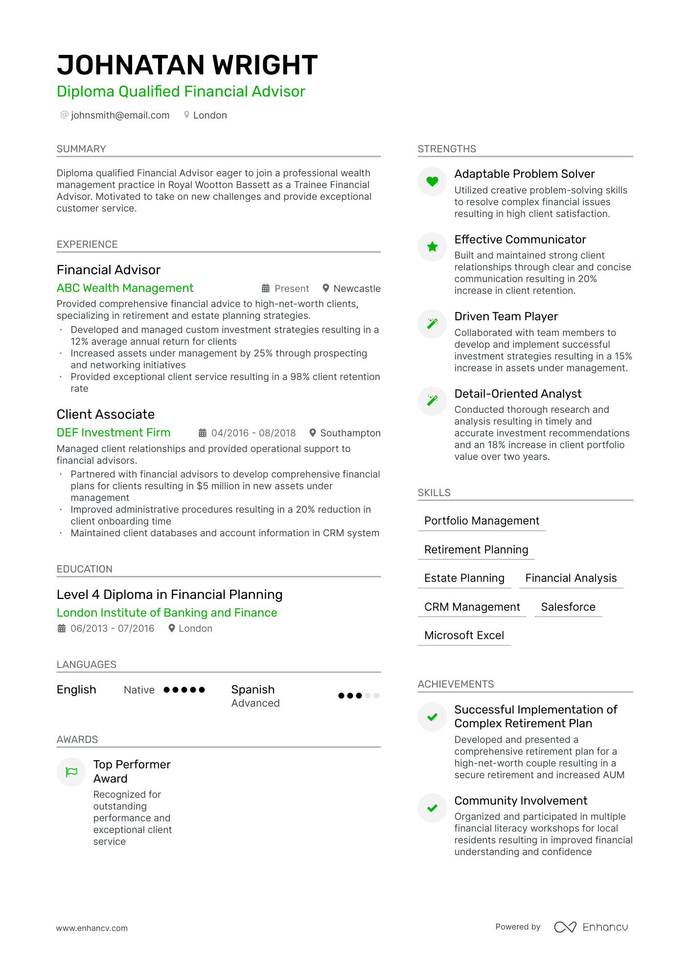 3 Financial Advisor CV Examples For 2024