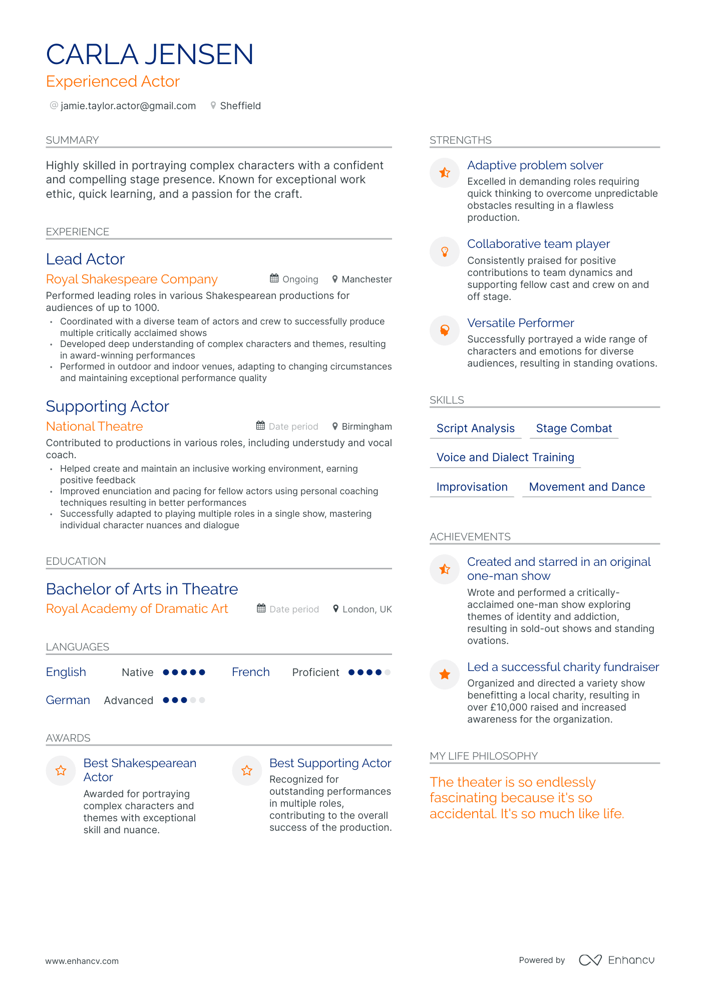 3 Acting CV Examples for 2023