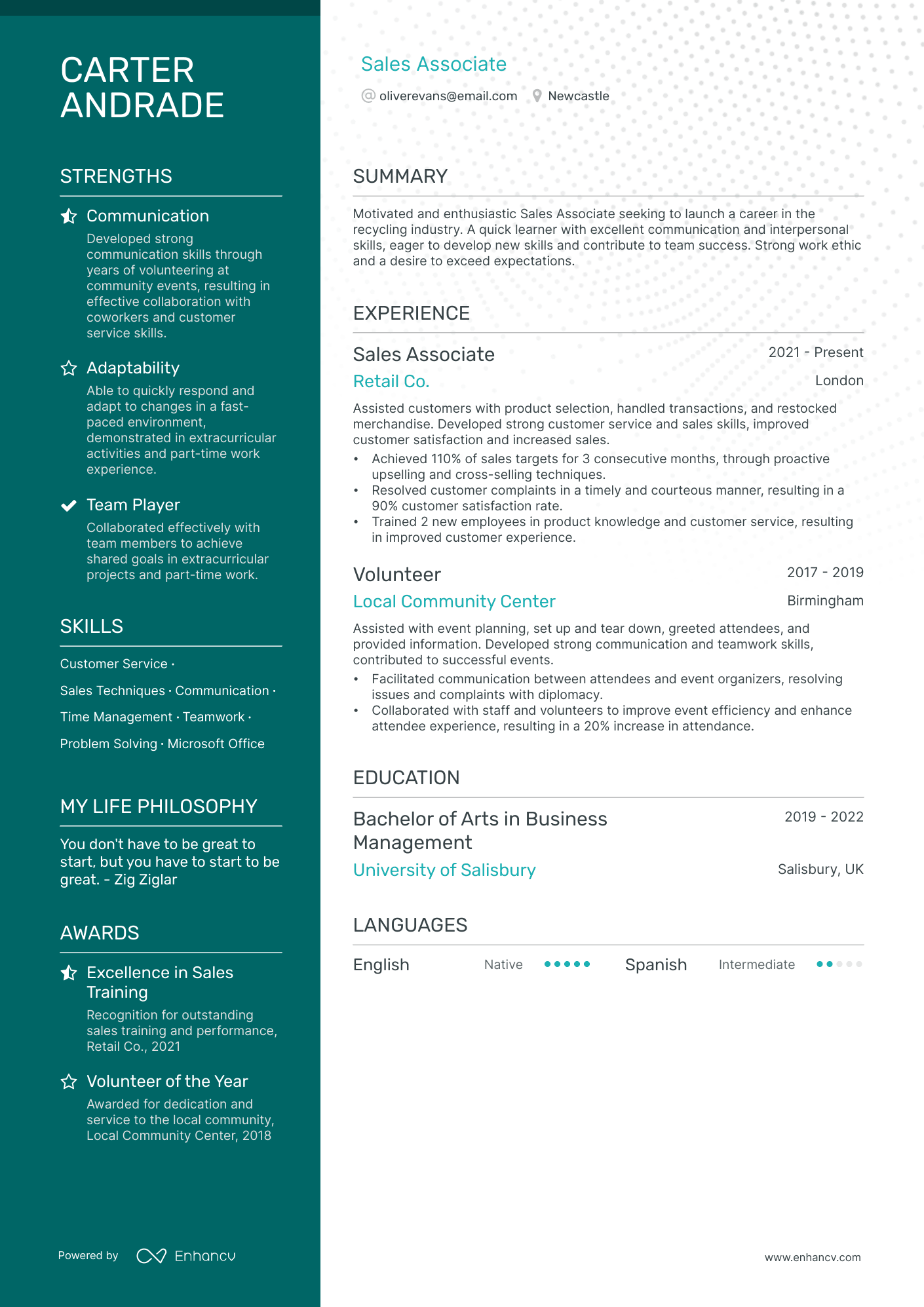 3 Sales Representative CV Examples for 2024