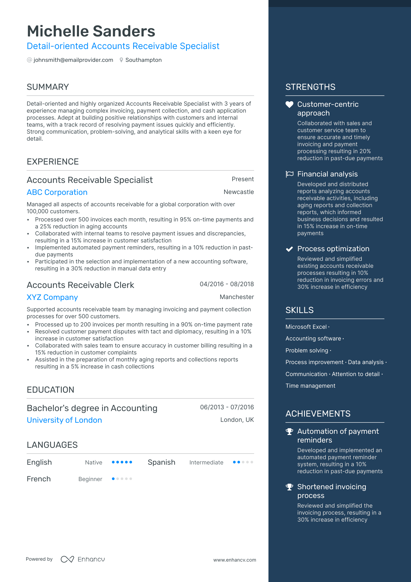 3 Accounts Receivable CV Examples for 2024