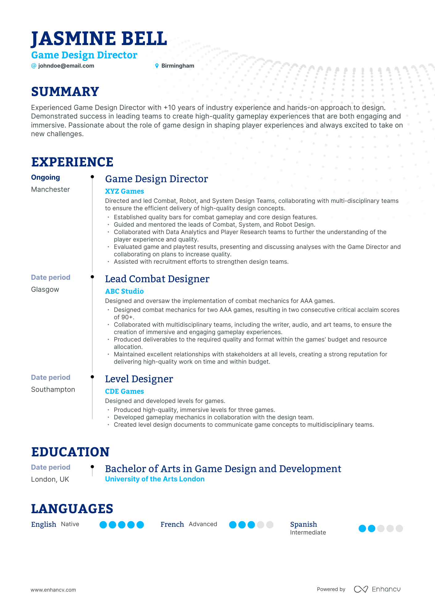 3 Game Design CV Examples for 2023