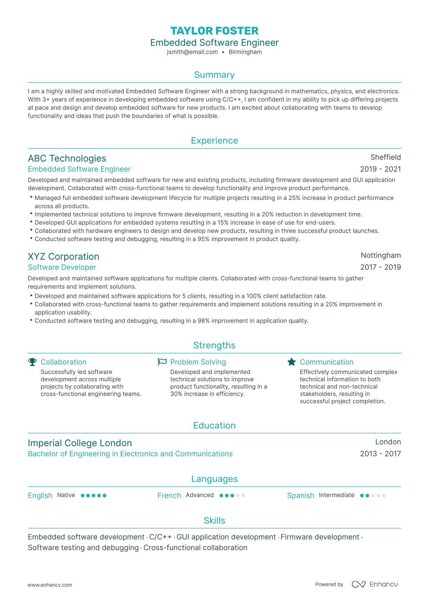 3 Embedded Software Engineer CV Examples for 2023 3 Embedded Software Engineer CV Examples for 2023