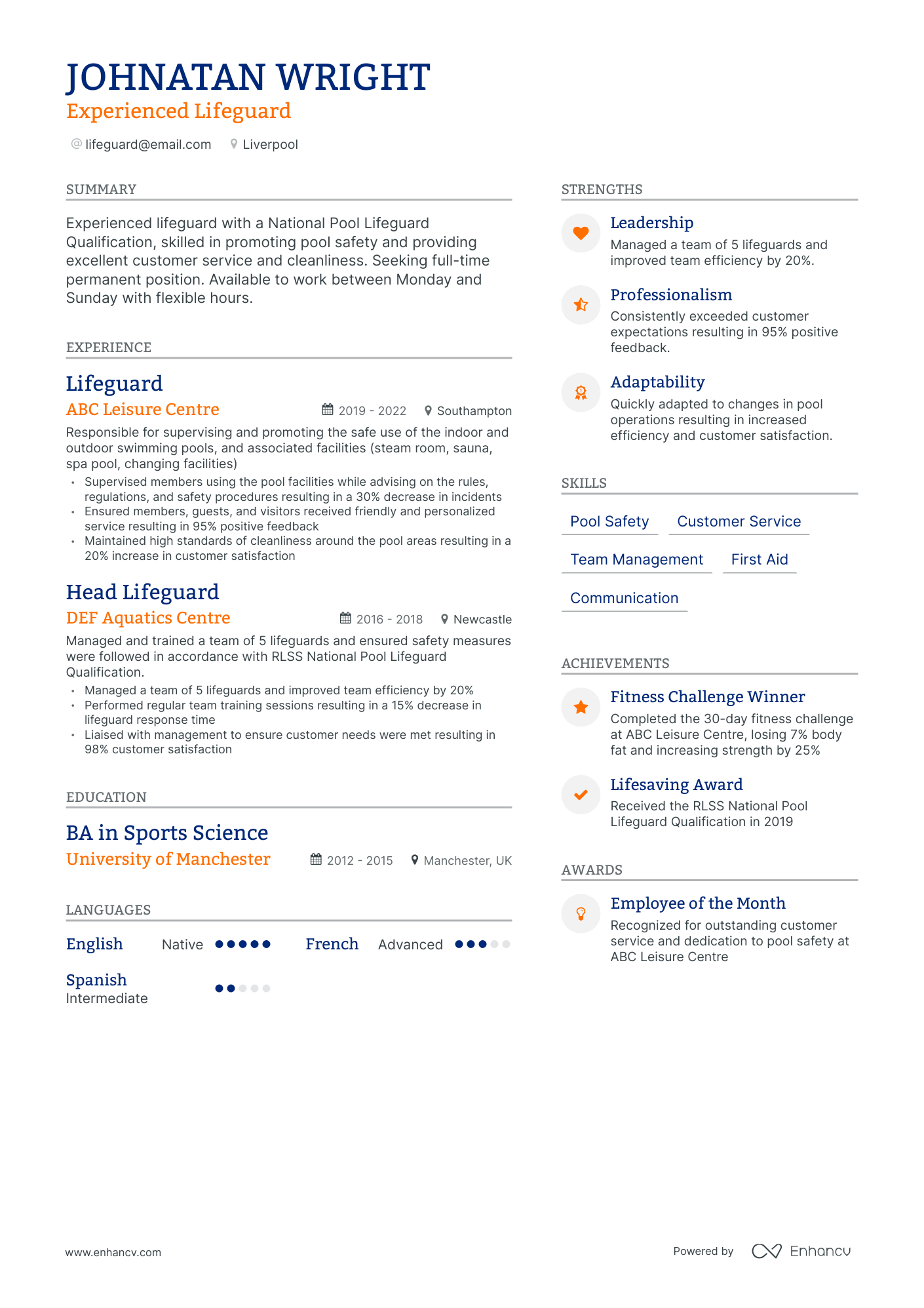 3 Lifeguard CV Examples for 2023