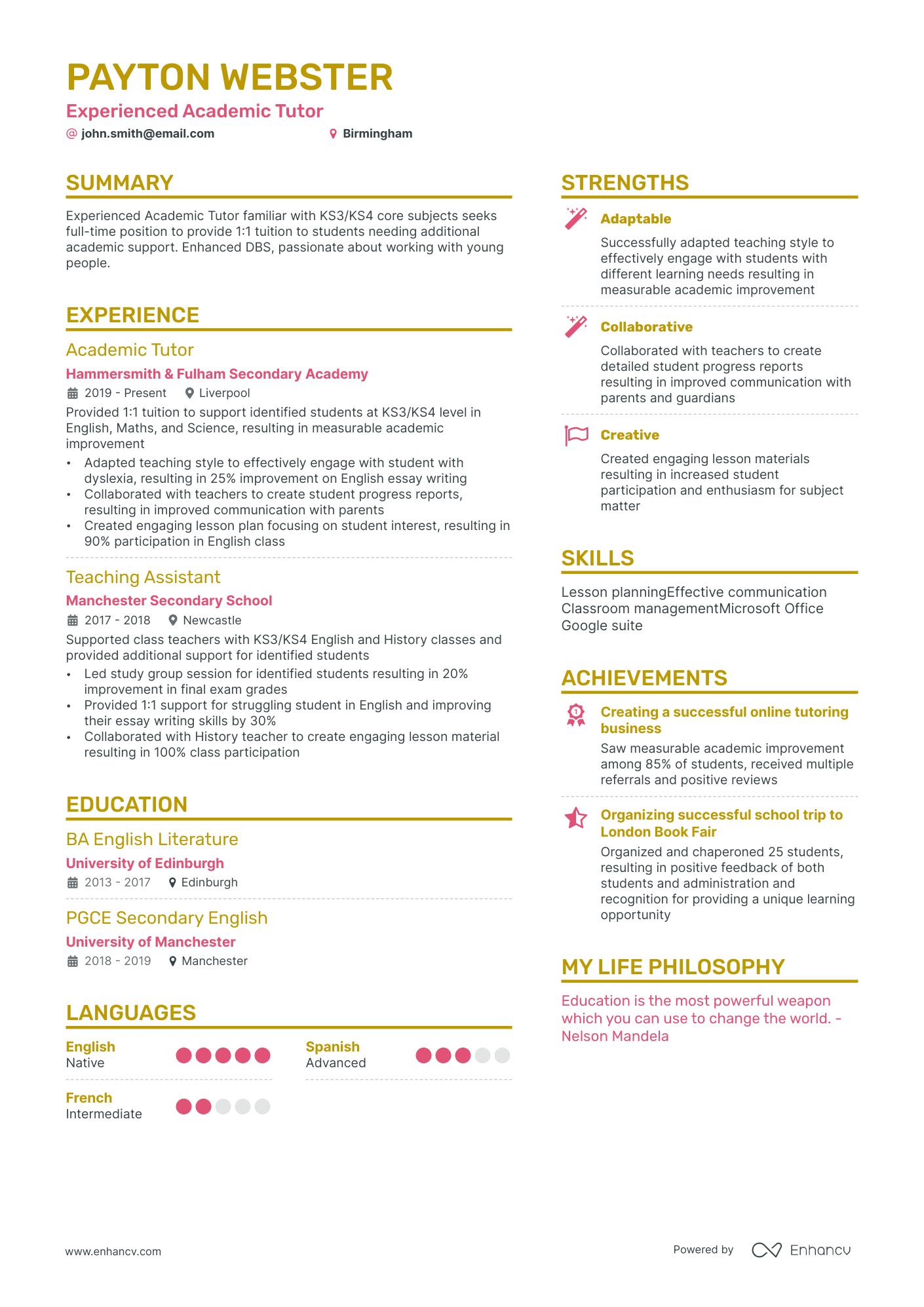 3 Tutor CV Examples for 2024