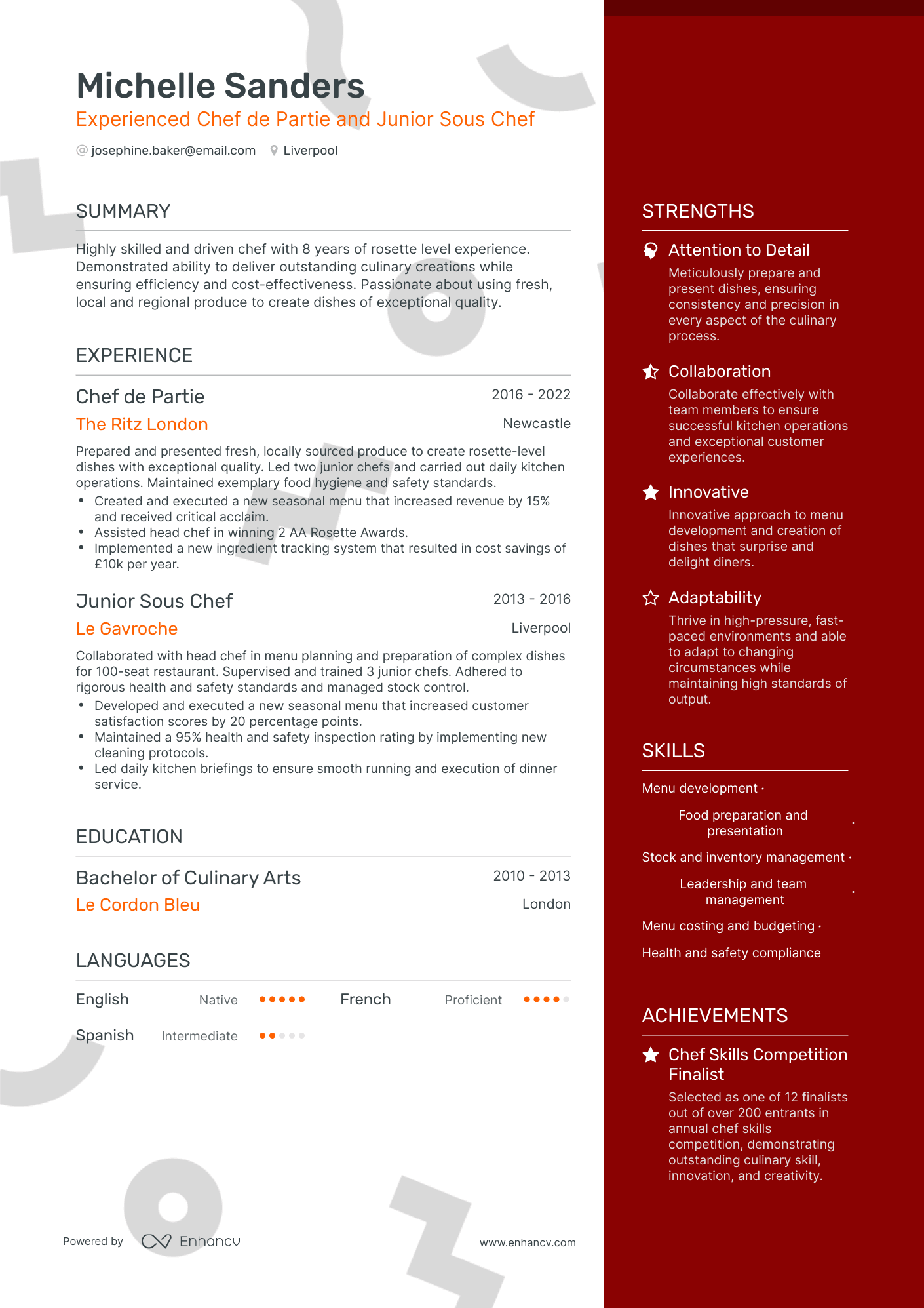 3 Chef CV Examples for 2023