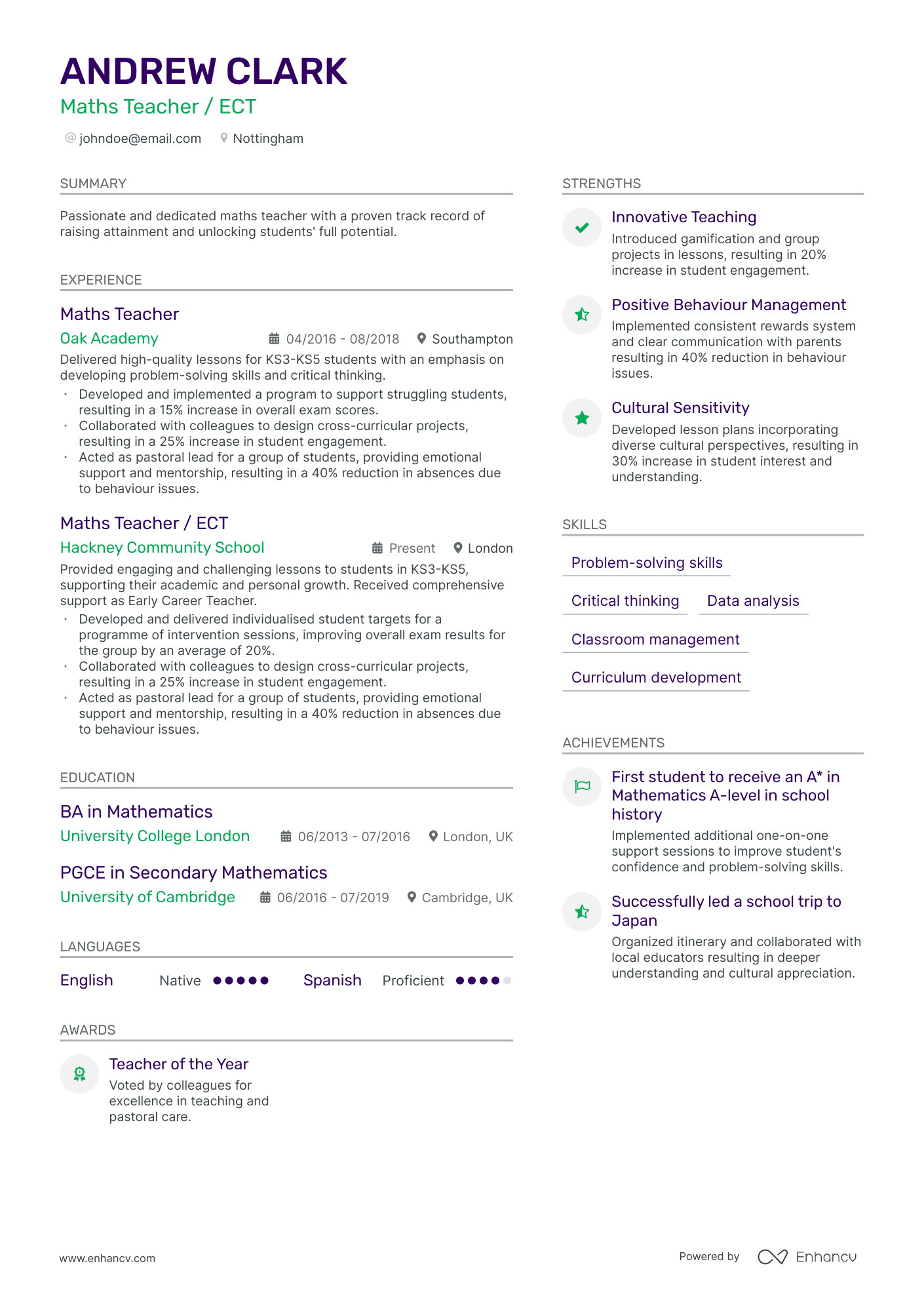 3 Teacher CV Examples for 2024 3 Teacher CV Examples for 2024