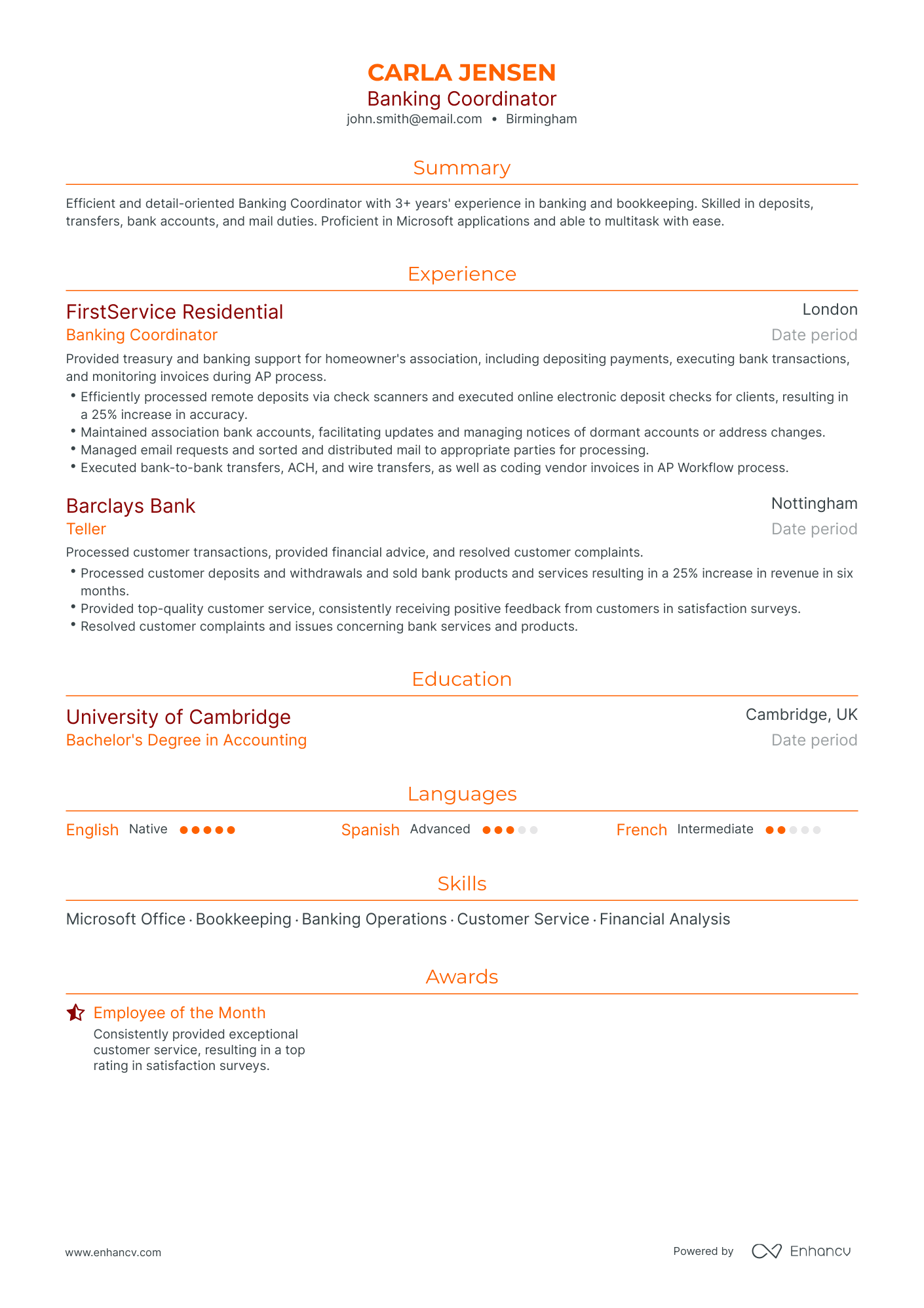 3 Banking CV Examples for 2023