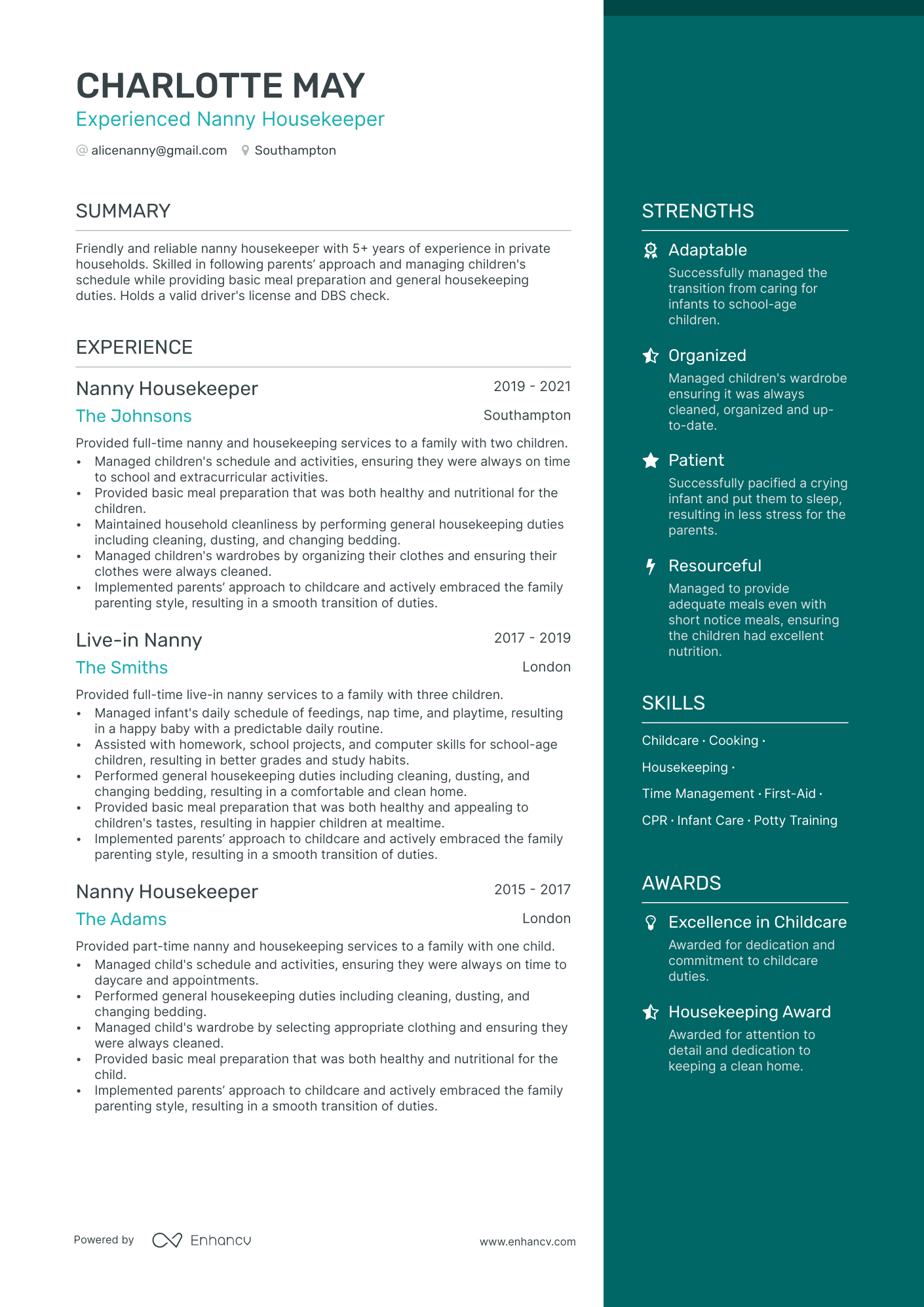 3 Nanny CV Examples for 2024