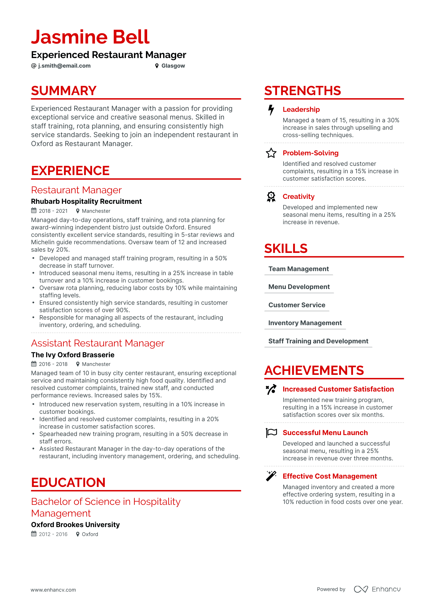 3 Restaurant CV Examples for 2023