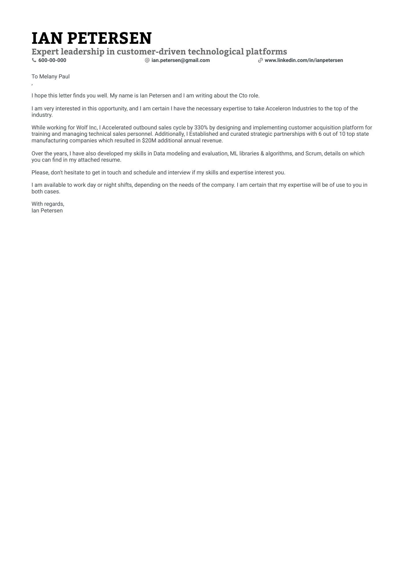 Real Cto Cover Letter Example for 2024