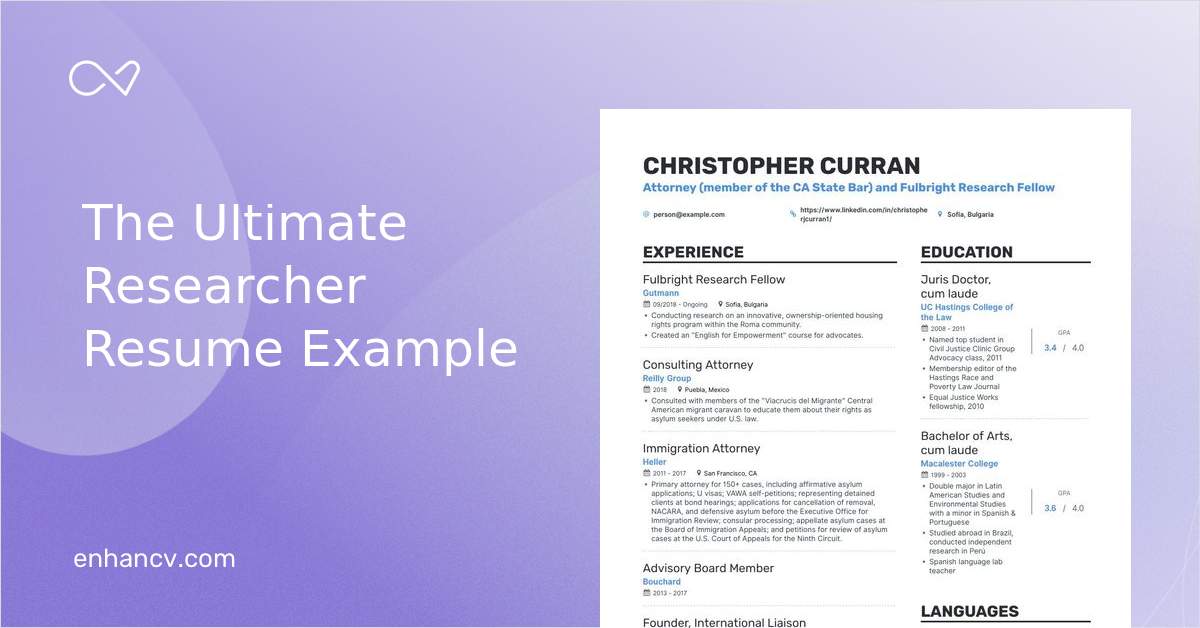 Researcher Resume Examples & Guide for 2023 (Layout, Skills, Keywords ...
