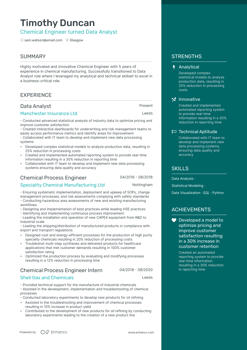 3 Chemical Engineer CV Examples for 2023