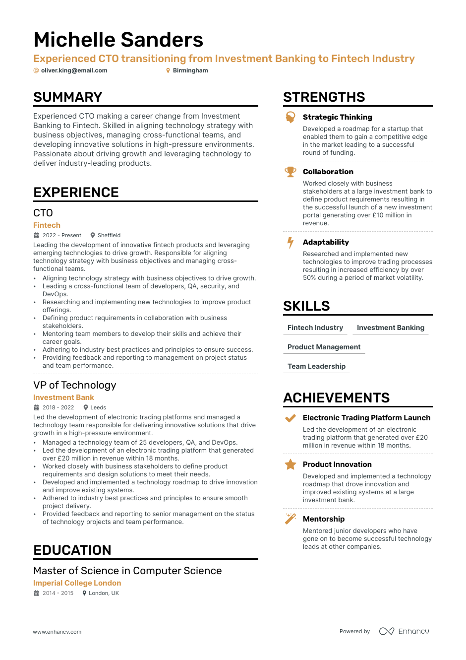 3 CTO CV Examples for 2023