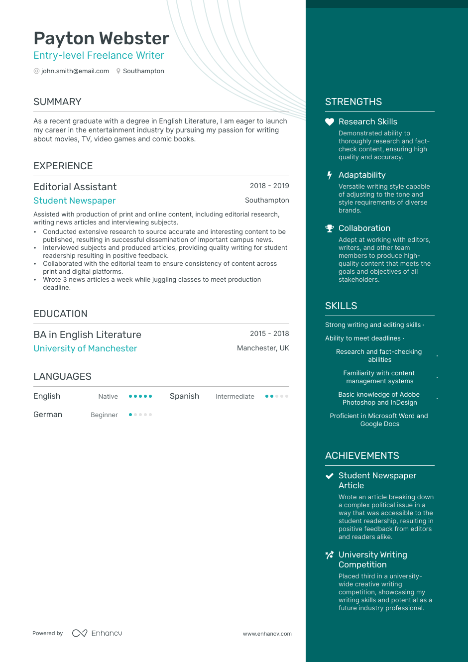 3 Freelance Writer CV Examples for 2023
