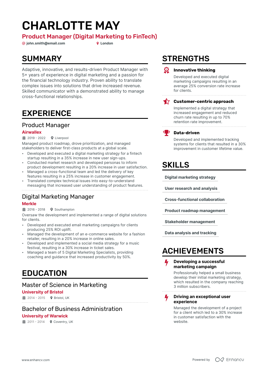 3 Product Manager CV Examples for 2023