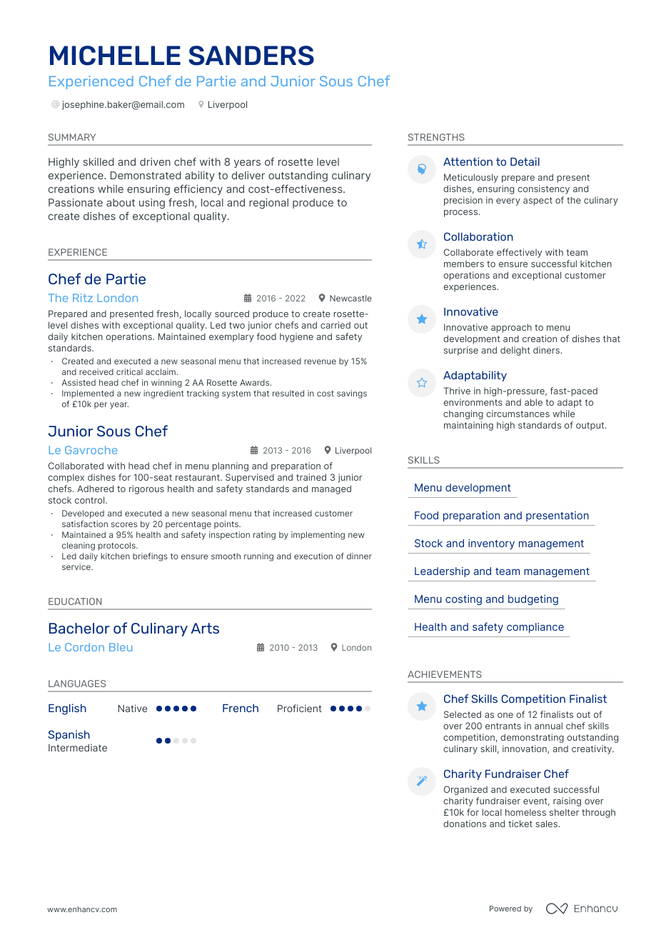 3 Chef CV Examples for 2023