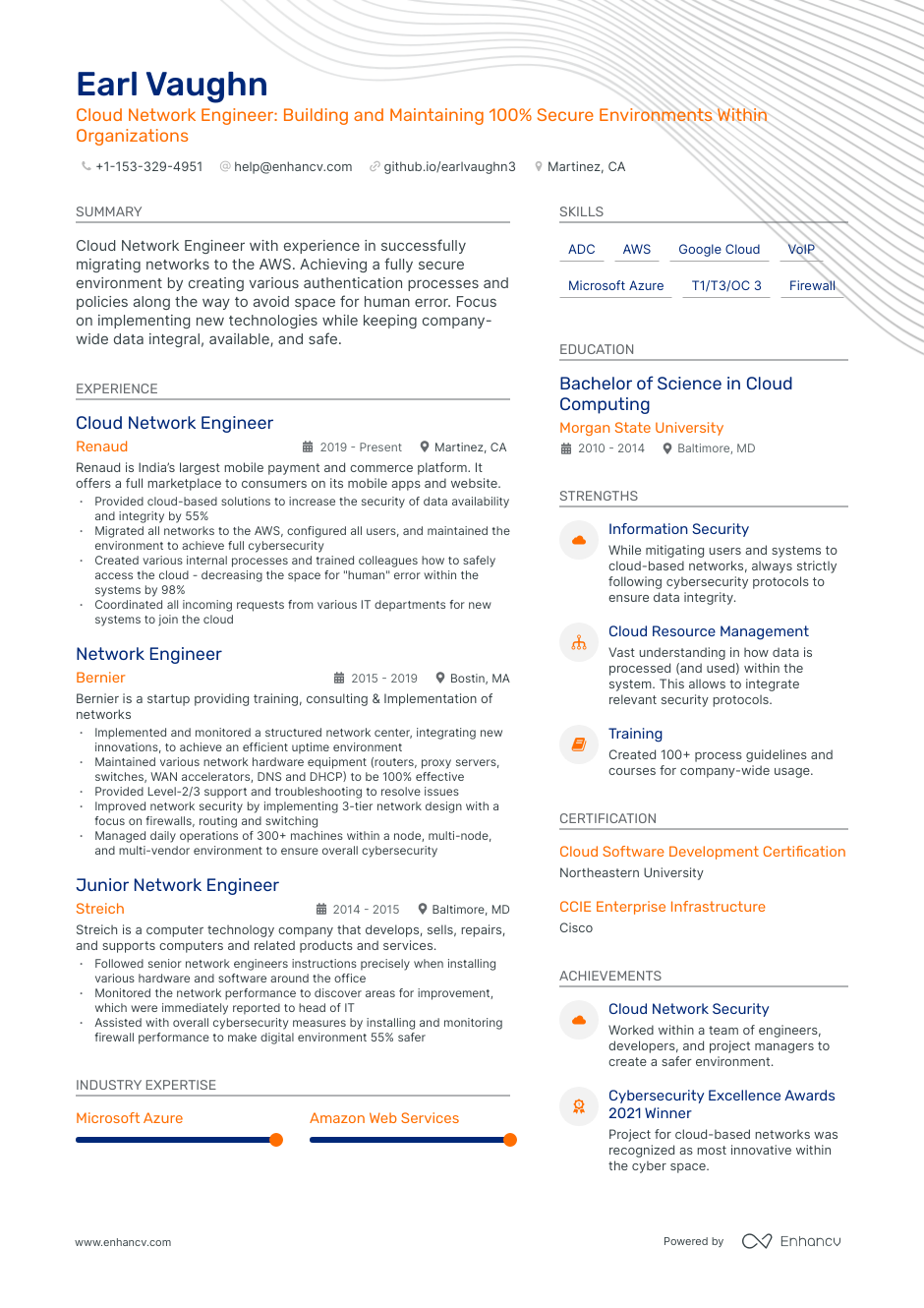 5 Cloud Network Engineer Resume Examples & Guide for 2023