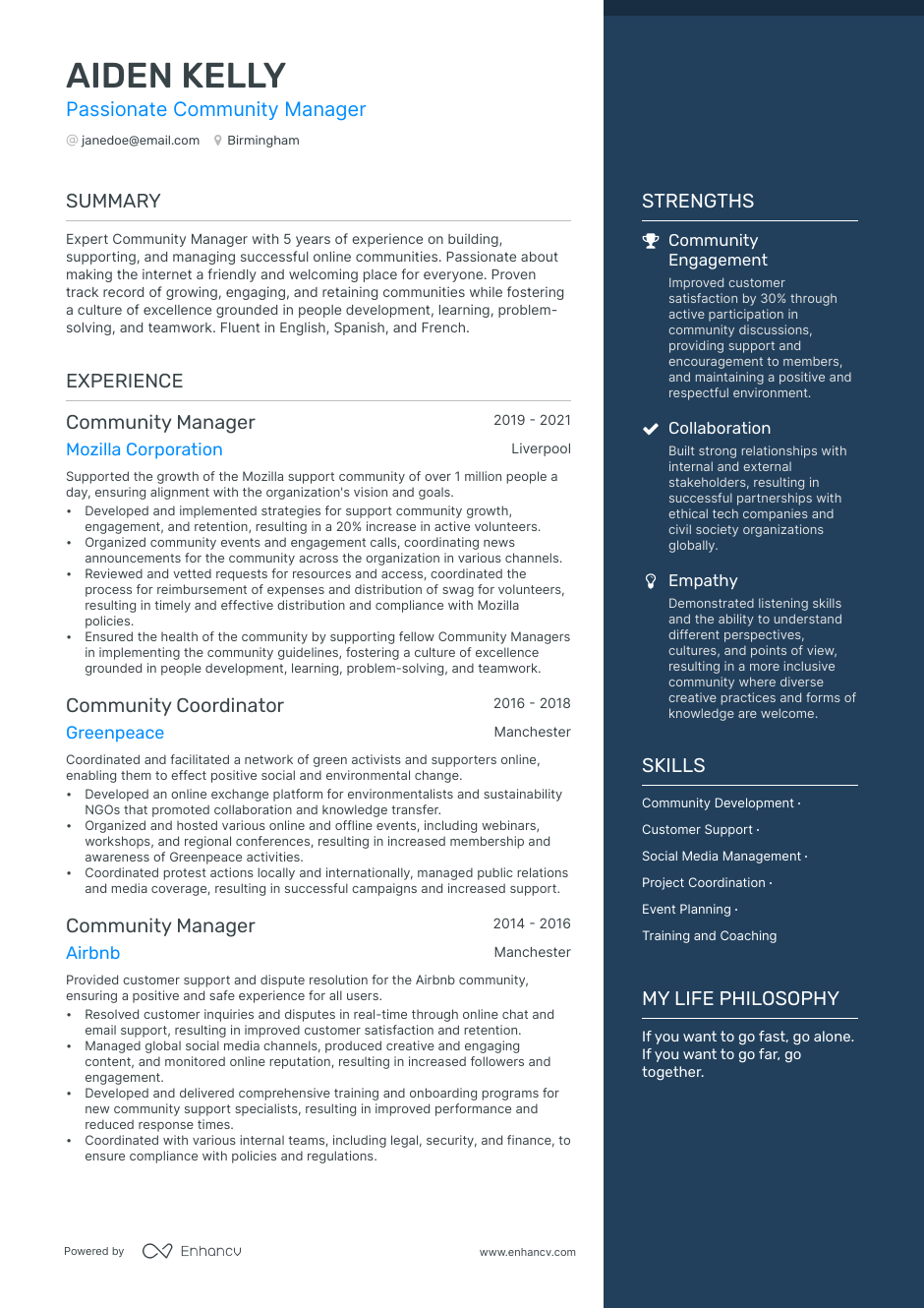3 Community Manager CV Examples for 2023