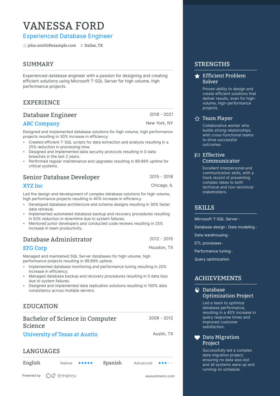 13 Database Engineer Resume Examples & Guide for 2023