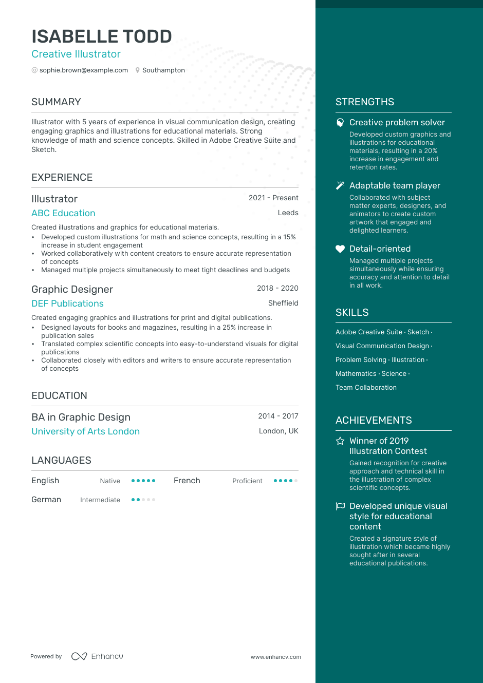 3 Illustrator CV Examples for 2023