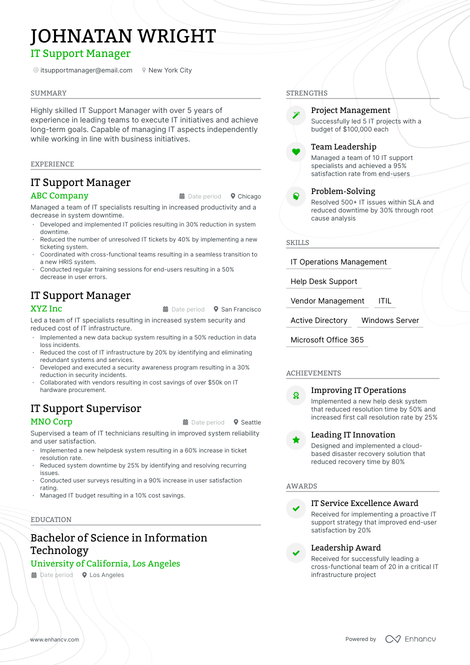 5 IT Support Manager Resume Examples Guide For 2023