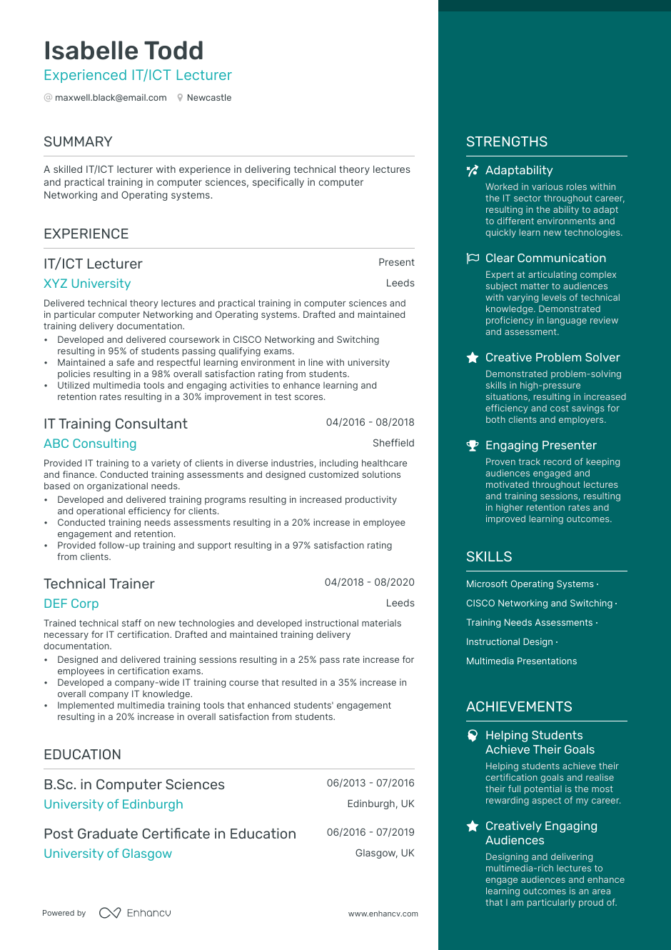 Lecturer Resume Format Free Lecturer Resume Template With Clean Design