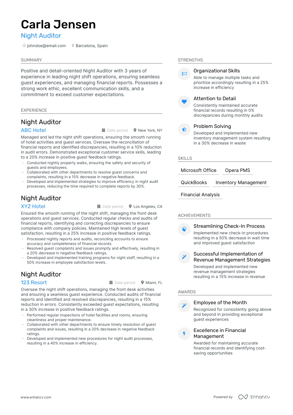 5 Night Auditor Resume Examples & Guide for 2023