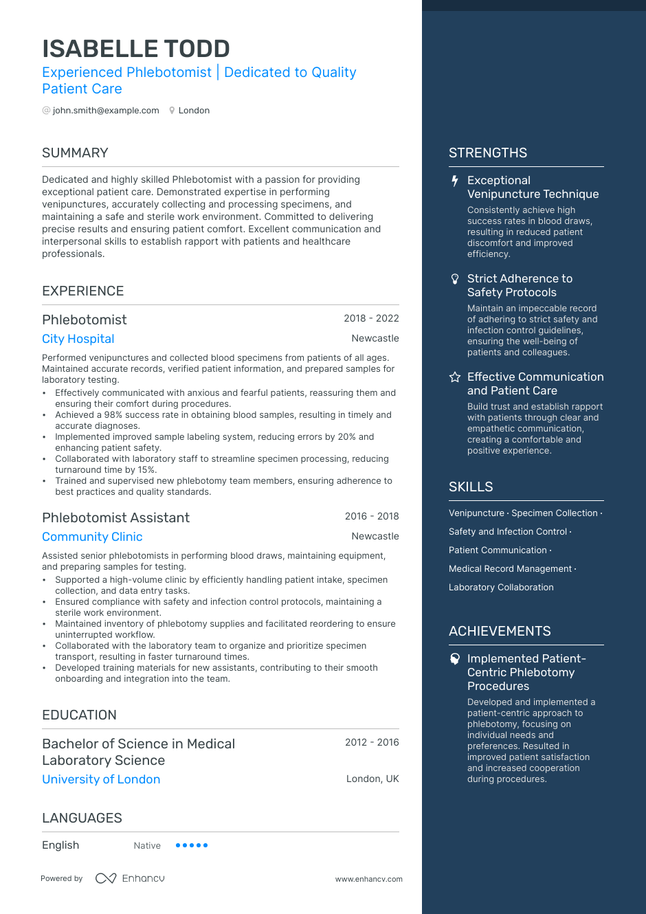 3 Phlebotomist CV Examples for 2023