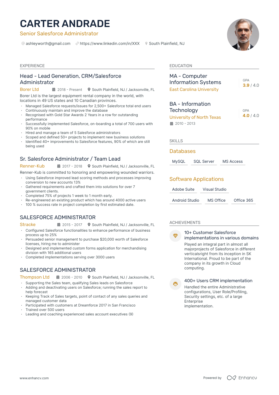 5 Salesforce Admin Resume Examples Guide For 2023