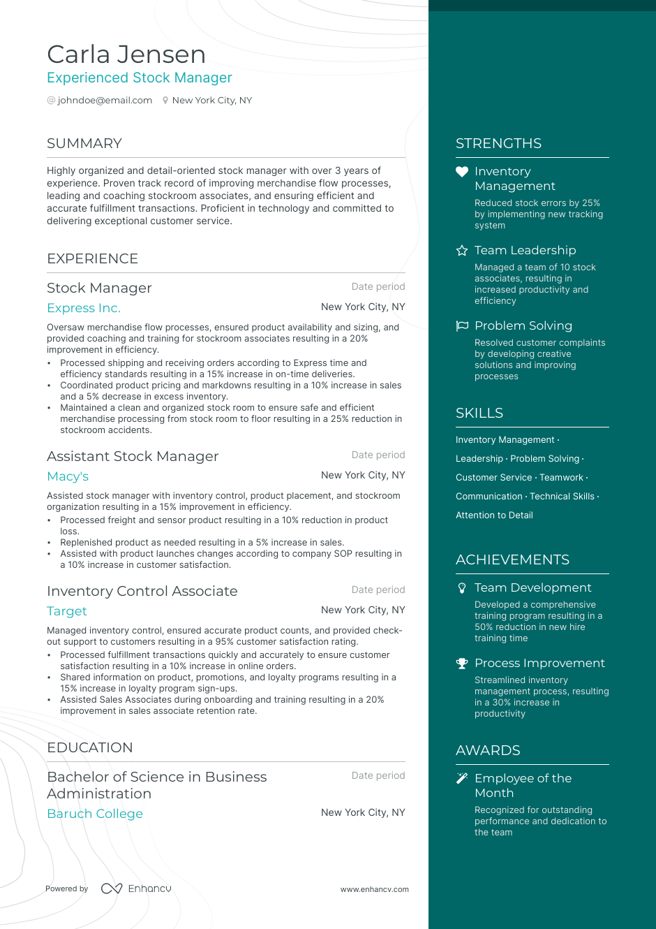 5 Stock Manager Resume Examples & Guide for 2023