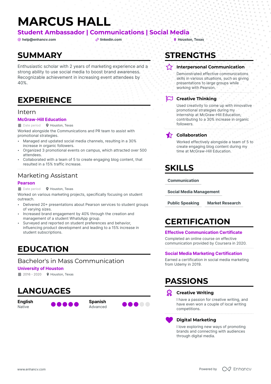 5 Student Ambassador Resume Examples & Guide for 2023
