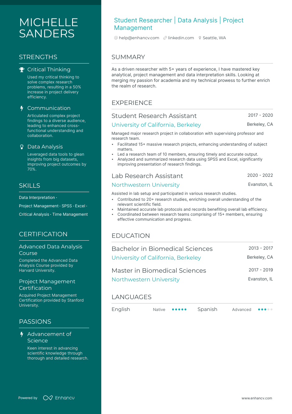5 Student Researcher Resume Examples & Guide for 2023