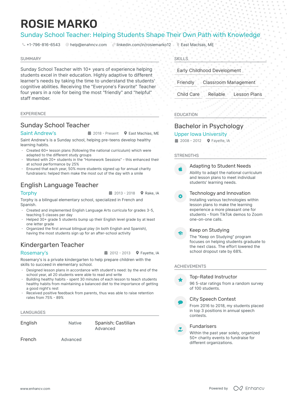 5 Sunday School Teacher Resume Examples & Guide for 2023