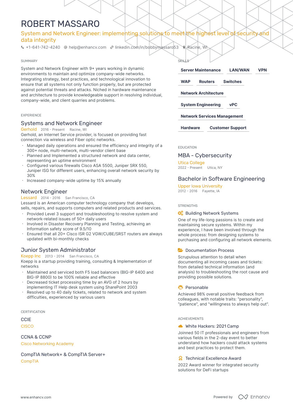 5 System And Network Engineer Resume Examples & Guide for 2023