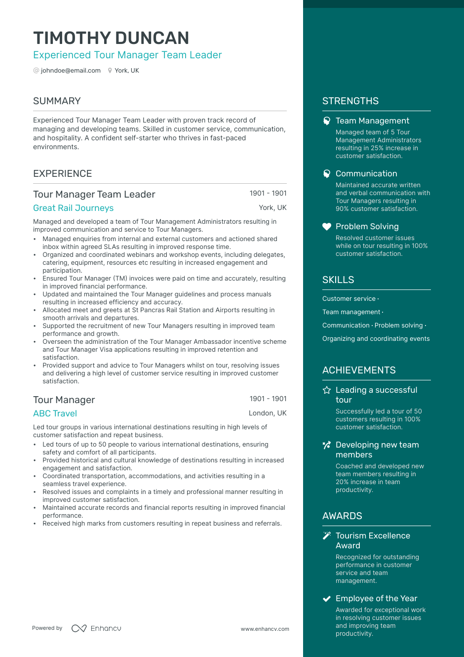 2 Tour Manager Resume Examples & Guide for 2023