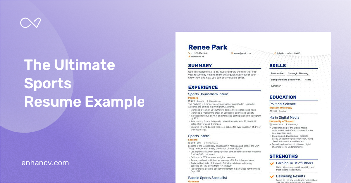 3 Sports Resume Examples & Guide for 2023