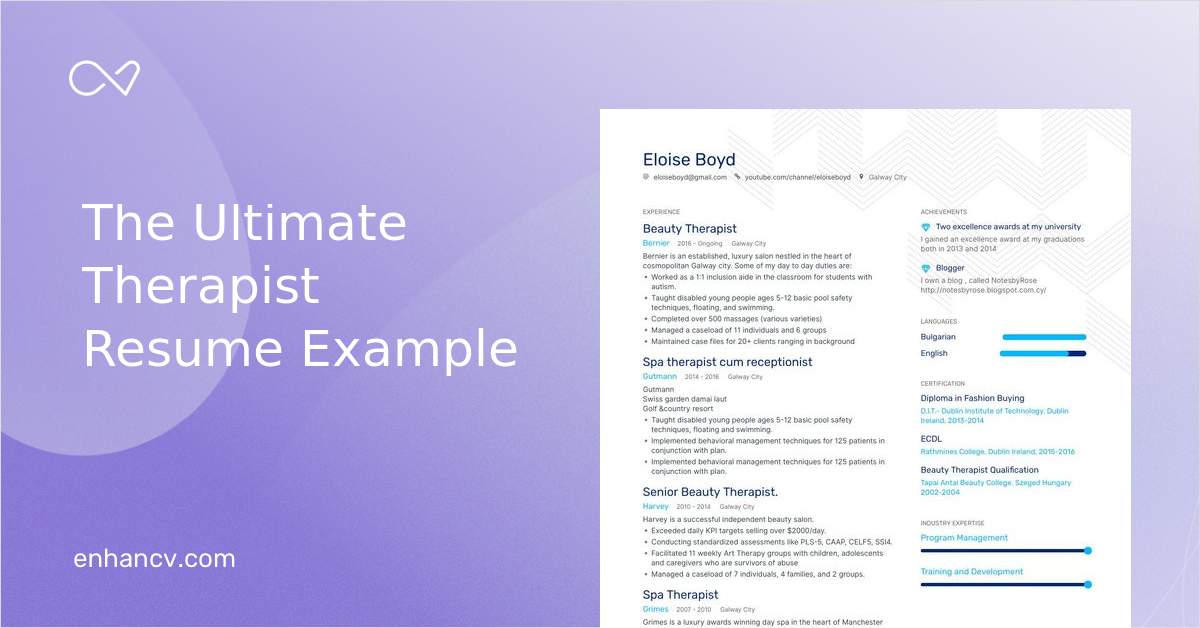 5 Therapist Resume Examples & Guide for 2024
