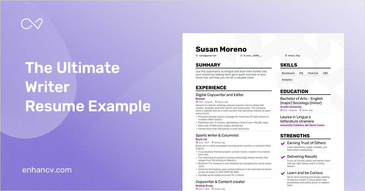 6 Writer Resume Examples & Guide for 2023